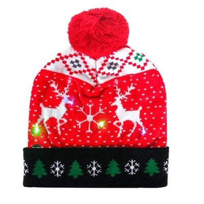 2022 New Year LED Knitted Christmas Hat Beanie Light Up Illu