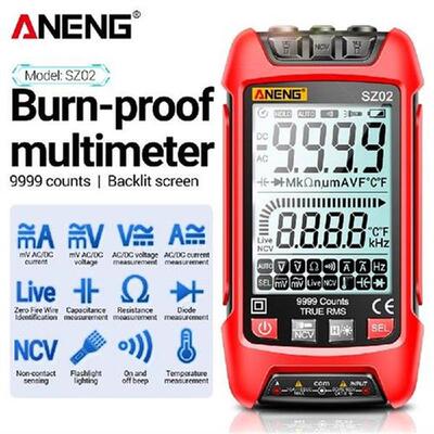 9999 Counts Ohm Tester Auto Range True RMS Handheld Smart
