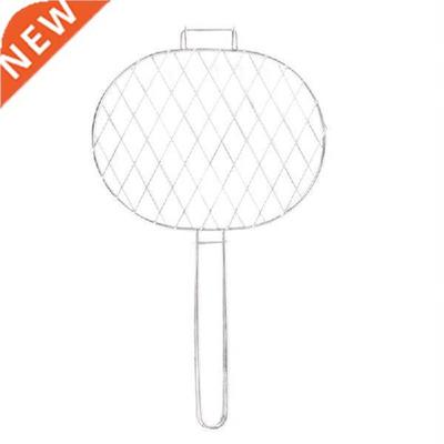 BBQ Fish Grill Bsket Wire Rck With Grids Reusble Folding