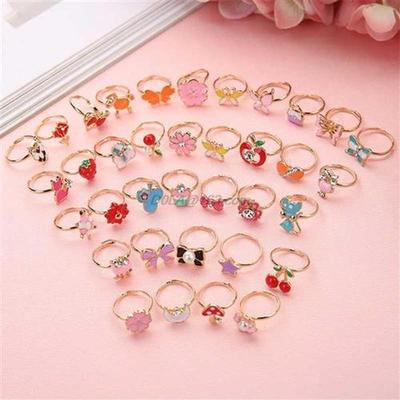 36pcs Children kids rings Little Girl Makeup Jewelry Adjusta