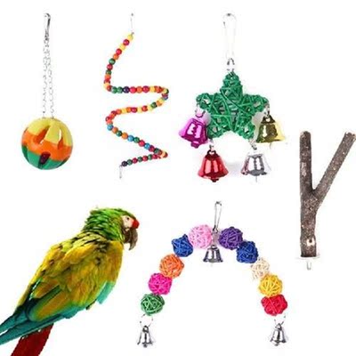 Bird Cage Toys 5Pcs Colorful Bird Toys For Parrots Colorful