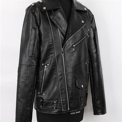Mauroicardi Spring Autumn Black Pu Leather Biker Jacket for