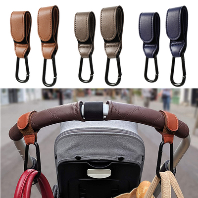 1/2pcs PU Leather Baby Bag Stroller Hook Pram Cart Organizer