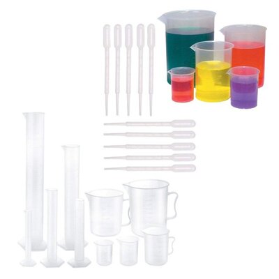 10Pcs Plastic Graduated Cylinders And Plastic Beakers Clear