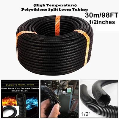 98ft Polyethylene Split Wire Loom Conduit Tubing Sleeve Cabl