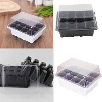 12 Cells Seedling Trays Seed Starter Box Plant Flower Grow S