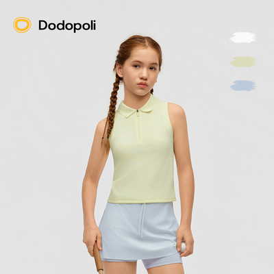 Dodopoli女童透气网球运动背心polo无袖T恤吸湿排汗柔软休闲上衣