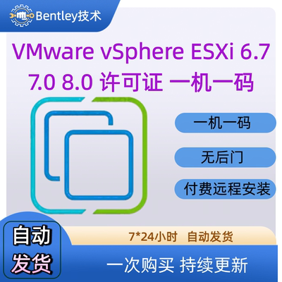 VMware vSphere ESXi 6.7 7.0 8.0 许可证 一机一码 只给许可证