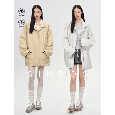SINBOS气泡苏打 定制防水面料中长款户外工装风衣女2025秋季新款