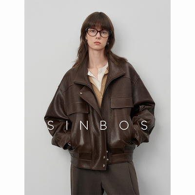 SINBOS落日河谷 进口羊皮皮衣女90%白鹅绒羽绒服冬季加厚真皮外套