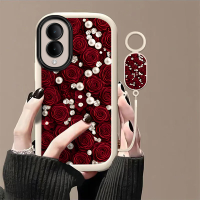 珍珠玫瑰适用vivoY36s手机壳y36i新款y35m+高级y33/y31/y3s全包y32/y30/y20防摔y36c软壳y33e保护y305g带挂绳