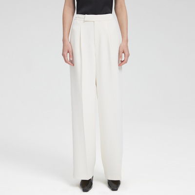 Lattelier高腰阔腿长裤女新款直筒裤显瘦显高休闲裤褶皱时尚西裤