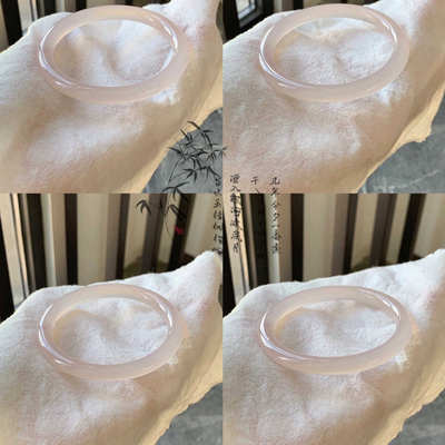 天然白冰玉髓冰种玉镯女玉石镯子
