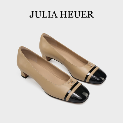 宣璐同款 Julia Heuer朱莉亚赫尔新款女士方头拼色高跟舒适女单鞋