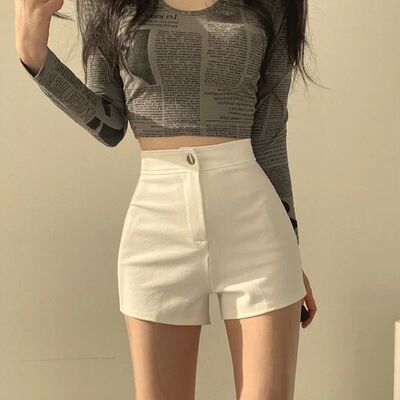 Women's High-waisted Elastic Tightening Casual Pants Black S