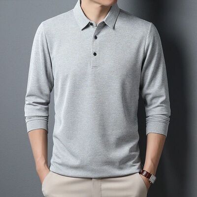 Men's Business Casual Polo Long Sleeve T-shirt Summer Comfor