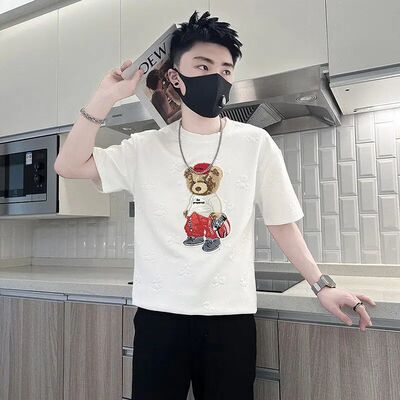 Summer Bear Embroidery Small Size ort Sve Men's T-irt XS f S
