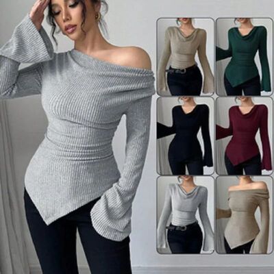 Women Autumn Winter Long Sleeve Slim T-shirts Ladies Knitted