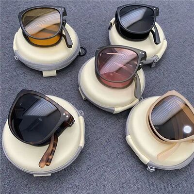 Foldable Sunglasses Square Frame for Men Women Folding Drivi