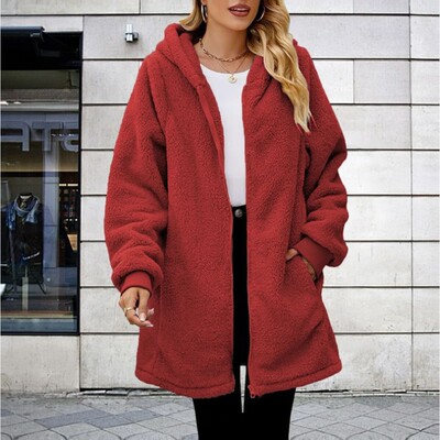 Plus Size2025 Bestselling Large Size Lamb Fur Hooded Jacket