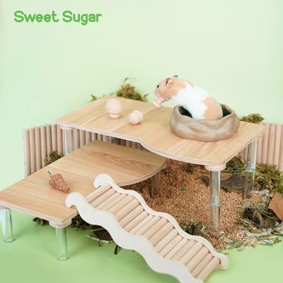 速发苏维苏格木质窝子梯组合平台房子造景用仓桥金丝熊侏儒品鼠躲