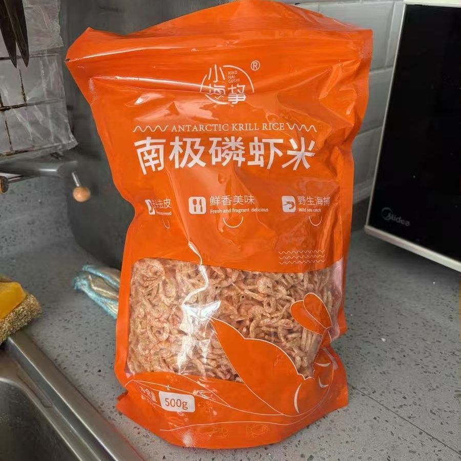 南极磷虾淡干无盐一级虾皮新鲜开洋干货补钙甜即食半散装袋装虾米