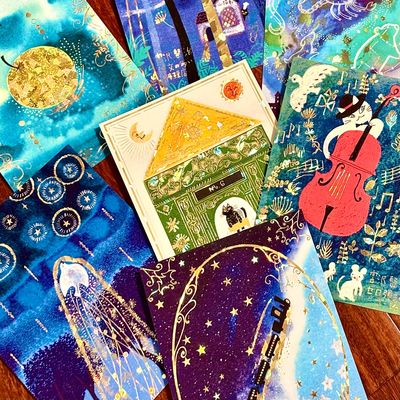 Shinzi Katoh 宫泽贤治幻灯馆 限定烫金镭射明信片邮票贴手账素材