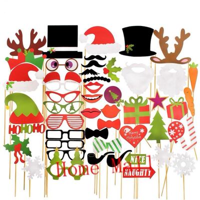 Lincaier 50 Pieces Photo Booth Props Merry Christmas Decorat