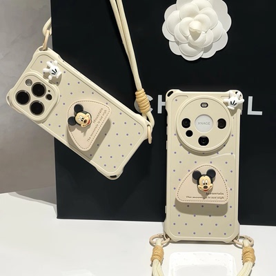 ZKA波点米奇支架适用于OPPO Reno14pro/12手机壳reno11/10profindx8pro新款k12四角真我realme13pro女A3X/A2