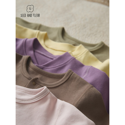 长袖儿童t恤纯色春秋冬打底上衣