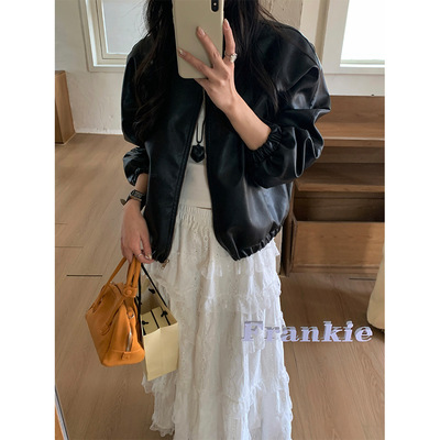 高级感pu皮机车服外套女早春韩系休闲皮衣夹克h1bd510002