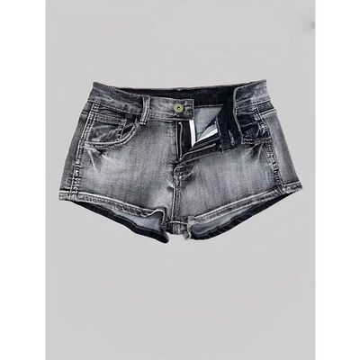 欧美风低腰复古水洗牛仔短裤