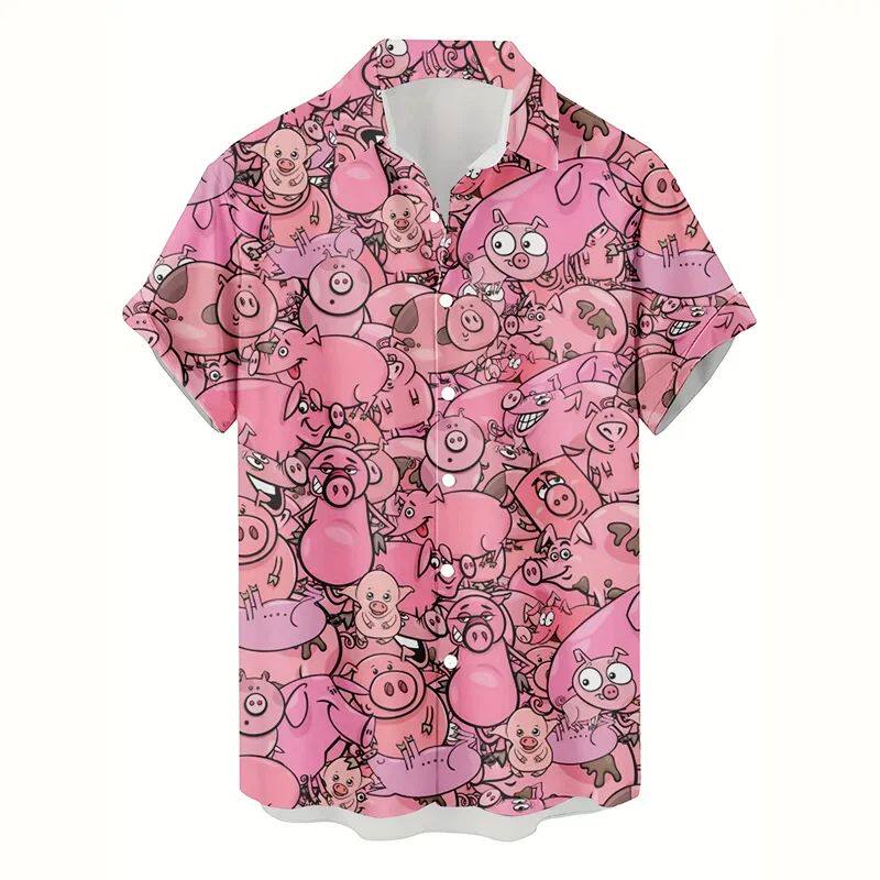 宽松双面3D印花夏威夷男士短袖衬衫Hawaiian short sleeved shirt