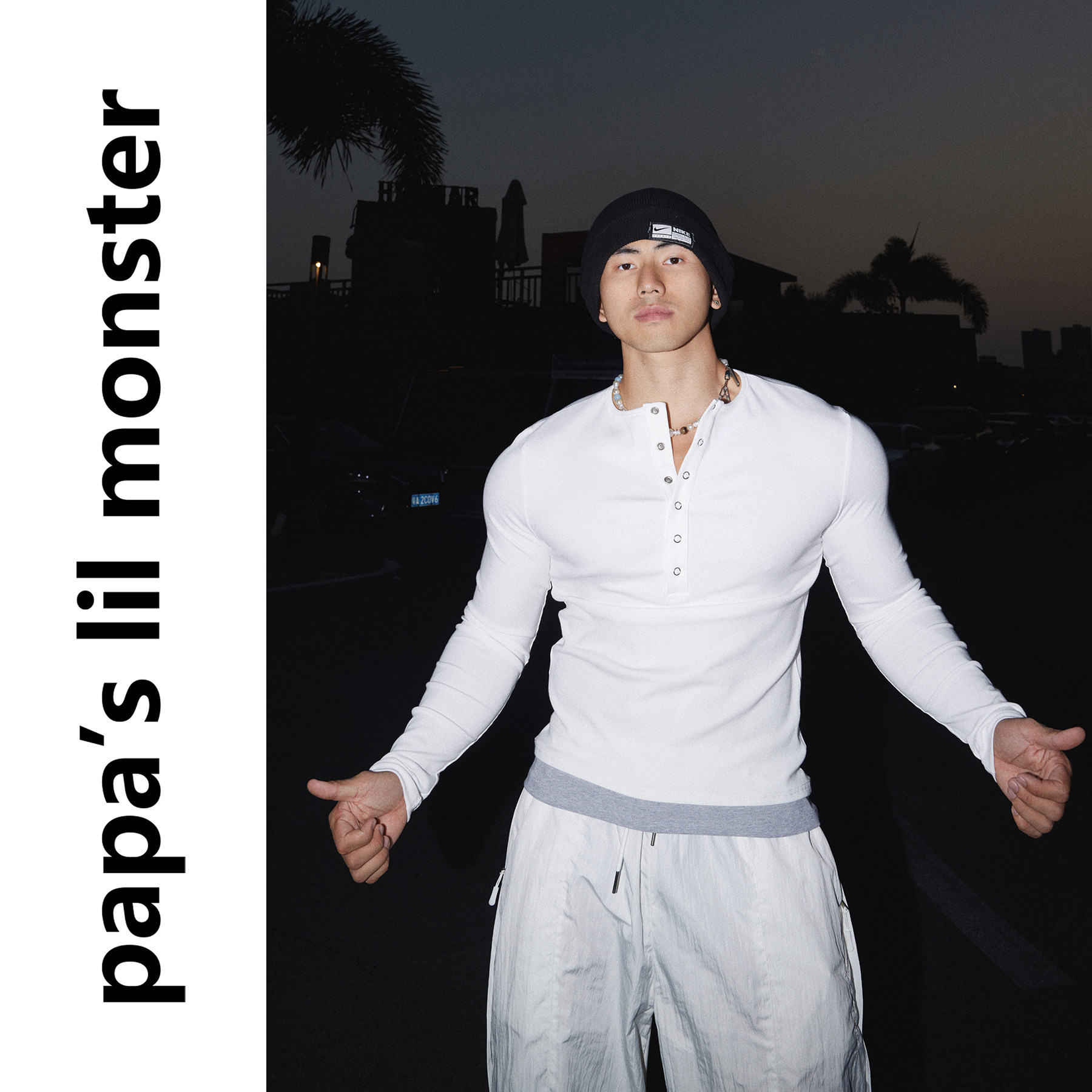 PAPASLILMONSTER【简约型格】美式复古假两件长袖T恤男显瘦上衣