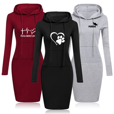 2023 Spring Autumn Sweatshirt Long-Sleeved Dress Woman Cloth
