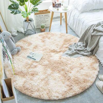 Nordic round silk hair living room rug bedroom bedsid
