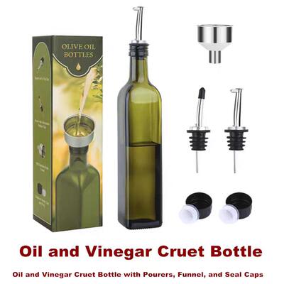 Glass Oil Dispense rOil and Vinegar Cruet Bottle Pourers