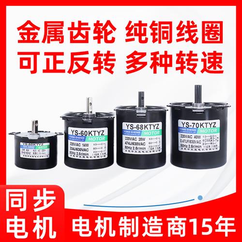 电机220v小型永磁同步交流正反转可逆低速伏微大扭矩齿轮减速马达