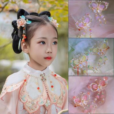 female butterfly tassel clip vintage headpiece accessory