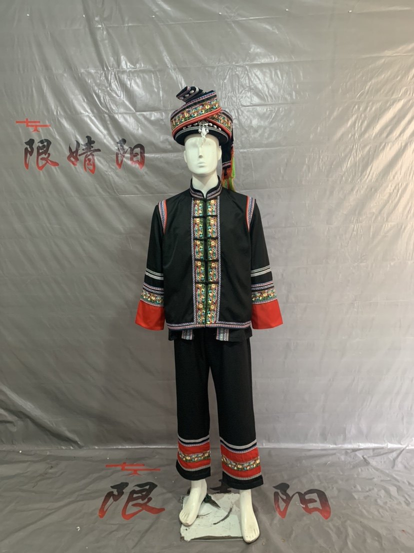 少数民族服装男苗族瑶族侗族舞蹈演出衣服三月三广西壮族服饰成人