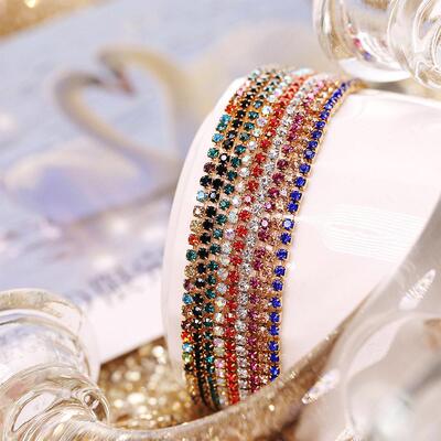 Rhinestone Elastic Bracelets women 彩色钻石手饰 多色水钻弹力