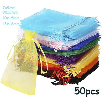Wholesale 50pcs/lot Adjustable Organza Bag 5x7cm 7x9cm 9x12