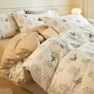 100% cotton bedding 4sets blanket duvet cover bedsheet set