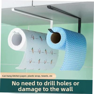 Non-perforated kitchen paper towel rack under cabinet hanger