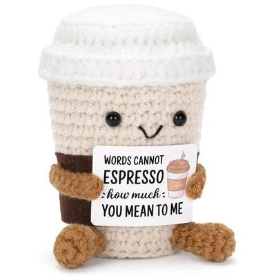 Crochet Emotional Support Coffee Doll Card Christmas Gifts