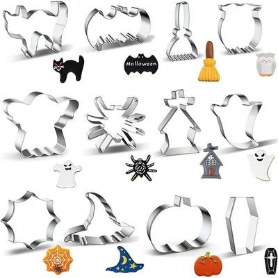 12Pcs Halloween Cookie Cutters Set Stainless Steel Bat Ghost