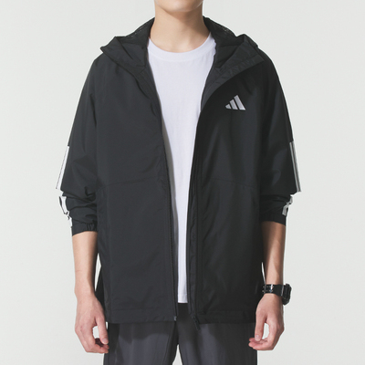阿迪达斯外套男装秋季新款户外休闲连帽防风夹克运动装JM1056