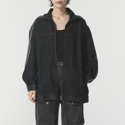 三叶草外套女装官方正品阿迪达斯秋季新款牛仔宽松针织夹克JY2897