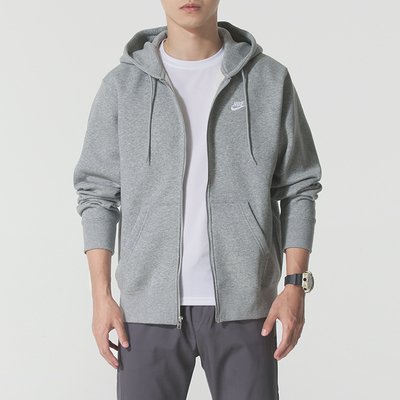 Nike耐克夹克男装冬季新款运动服宽松外套针织灰色开衫FN3862