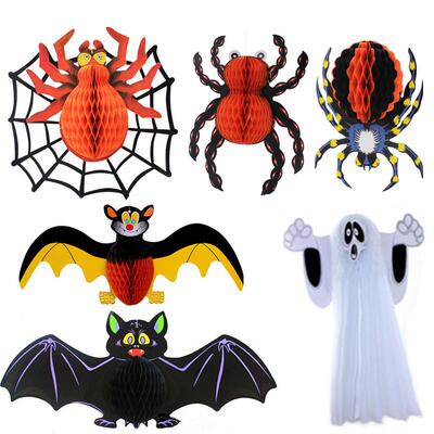 Halloween paper pendant Spider bat pendant Ghost pendant挂饰
